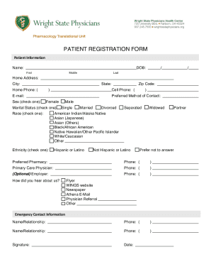 Fillable Online PTU PATIENT REGISTRATION FORM.docx Fax Email Print ...