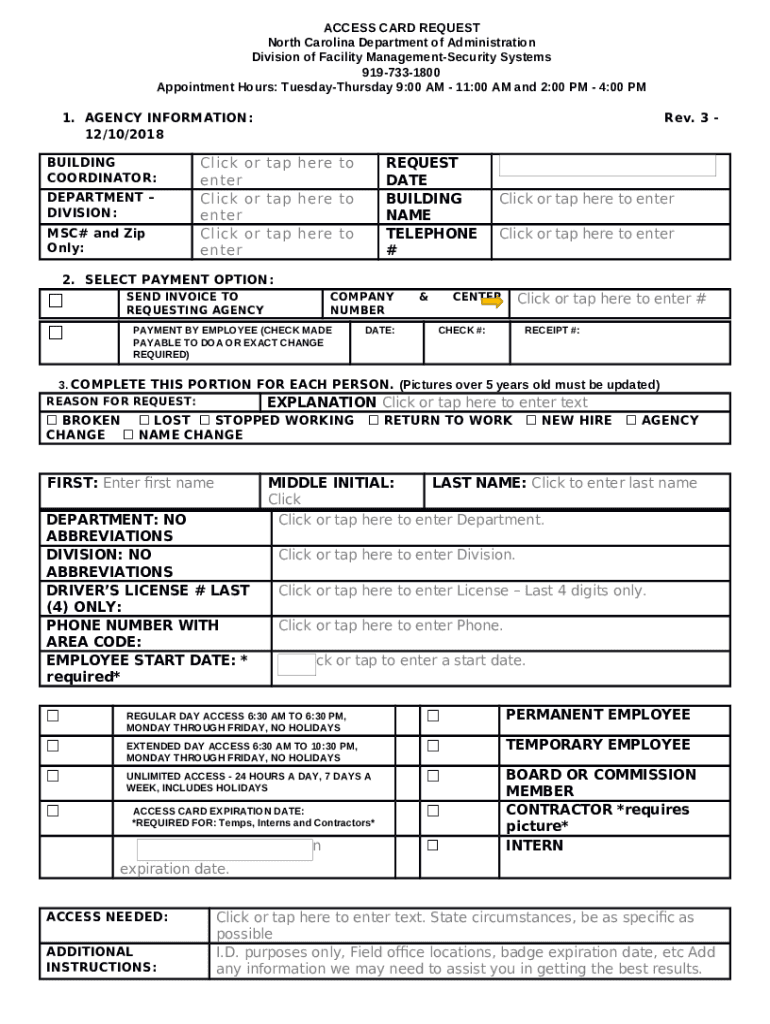 Access Card Request . Bagde Access MAnagement Doc Template | pdfFiller