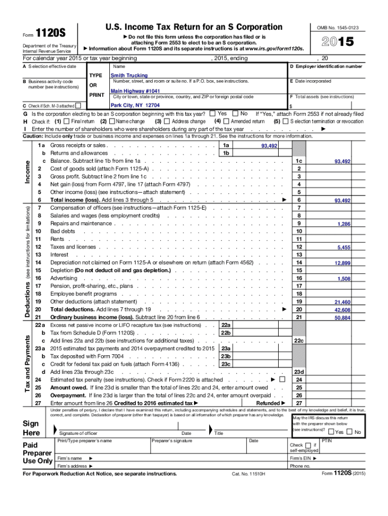Fillable Online Form 1120-S: U.S. Income Tax Return for an S ...