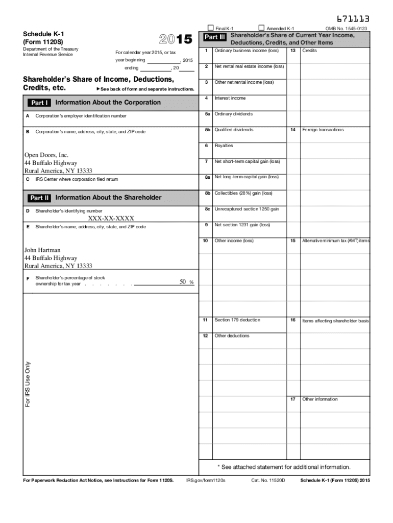 Fillable Online www.irs.govabout-schedule-k-1-form-1120-sAbout Schedule K-1 (Form 1120-S ...