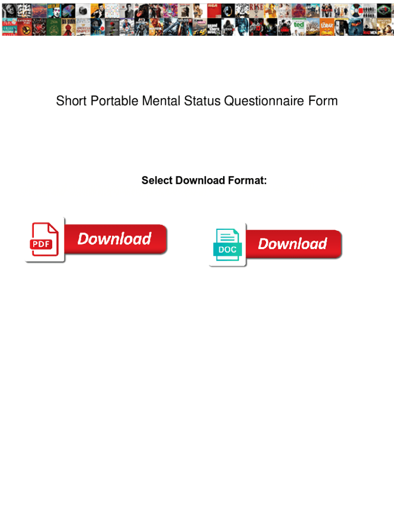 Fillable Online Short Portable Mental Status Questionnaire Form. Short ...