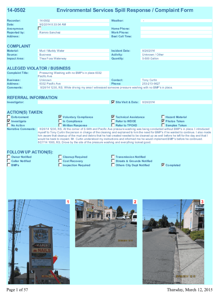 Fillable Online 14-0502 Environmental Services Spill Response ...