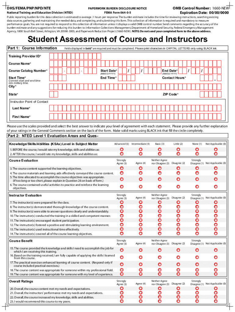 Fillable Online Student Assessment of Course and Instructors Form Fax Email Print - pdfFiller