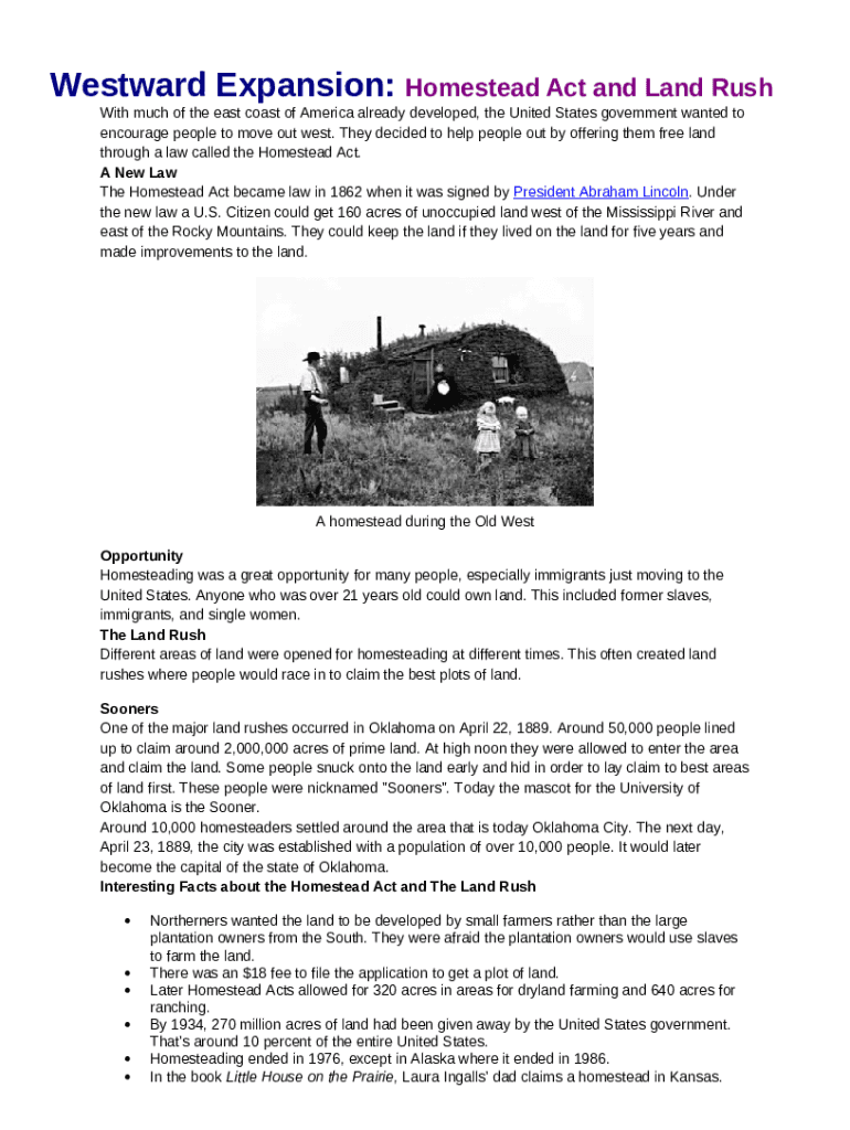 About the Homestead Act - Homestead National Historical ... Doc ...