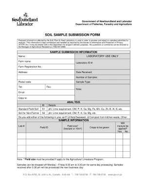 Fillable Online Sample Submission - Government of Newfoundland and ...