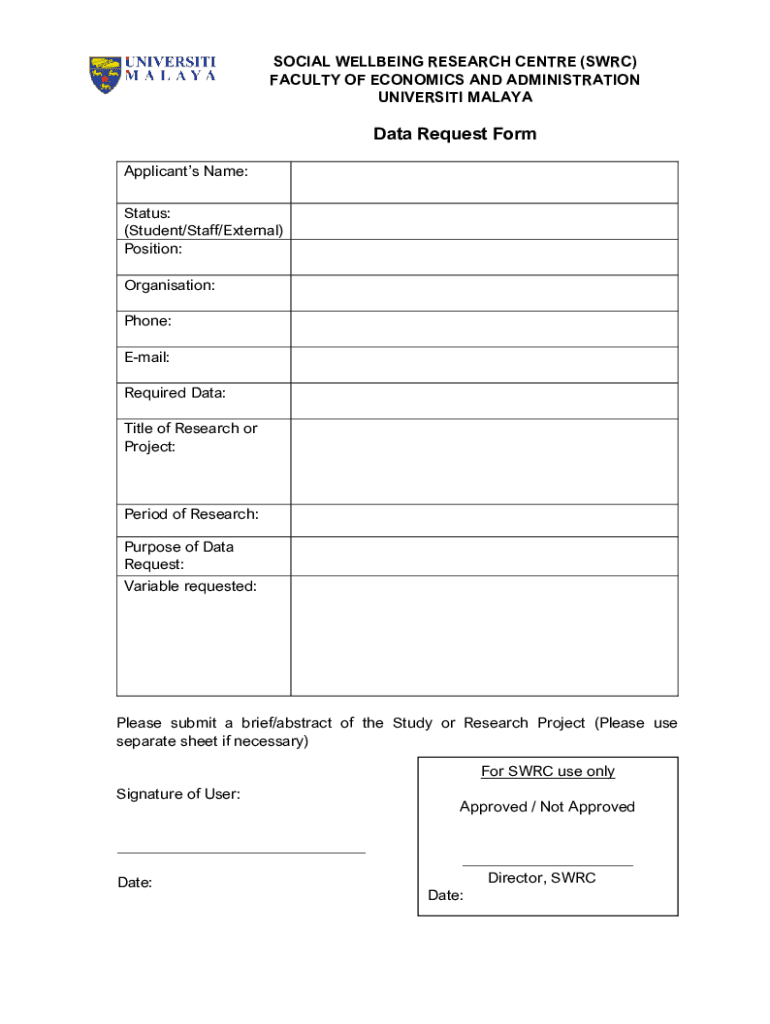 Fillable Online Data Request Form - Social Wellbeing Research Centre ...