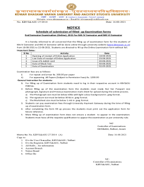 Fillable Online kbvsasun ac Form fill up notice Fax Email Print - pdfFiller