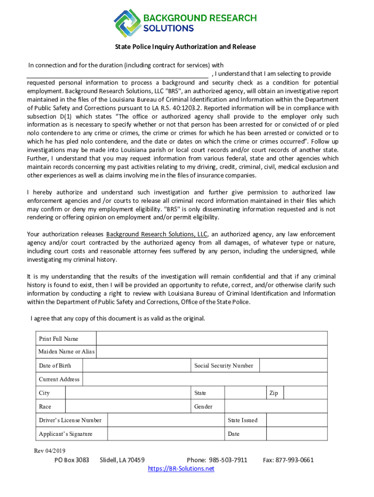 Fillable Online Salaried Staff Pre-EmployemNT Inquiry Release Fillable ...