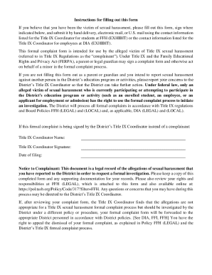 Fillable Online TITLE IX DESCRIMINATION FORMAL COMPLAINT FORM Fax Email Print - pdfFiller