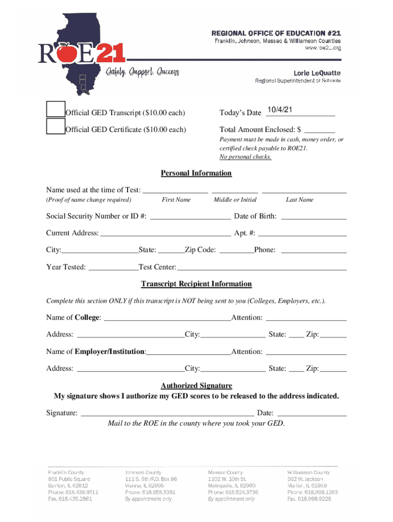 Fillable Online HIGH SCHOOL EQUIVALENCY CERTIFICATE AND/OR TRANSCRIPT ...