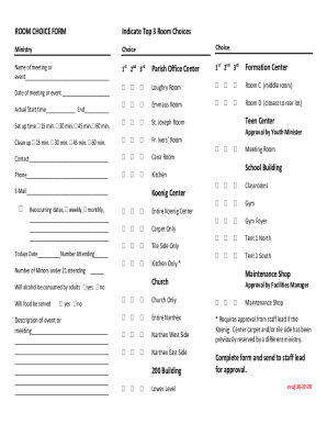 Fillable Online ROOM CHOICE FORM Fax Email Print - pdfFiller