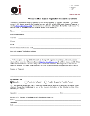Fillable Online oi uchicago Oriental Institute Museum Registration ...