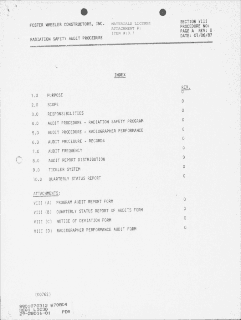 Fillable Online Rev 0 to "Radiation Safety Audit Procedure." Fax Email ...