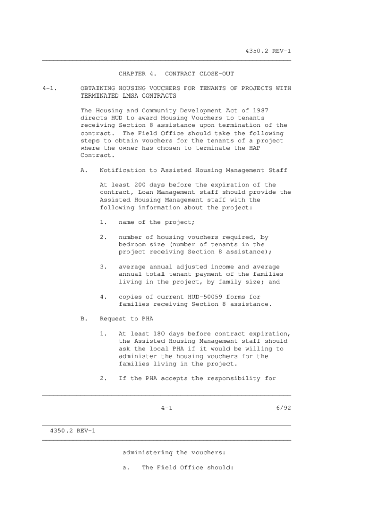 Fillable Online archives hud 4350.2 REV-1 CHAPTER 4. CONTRACT CLOSE-OUT ...