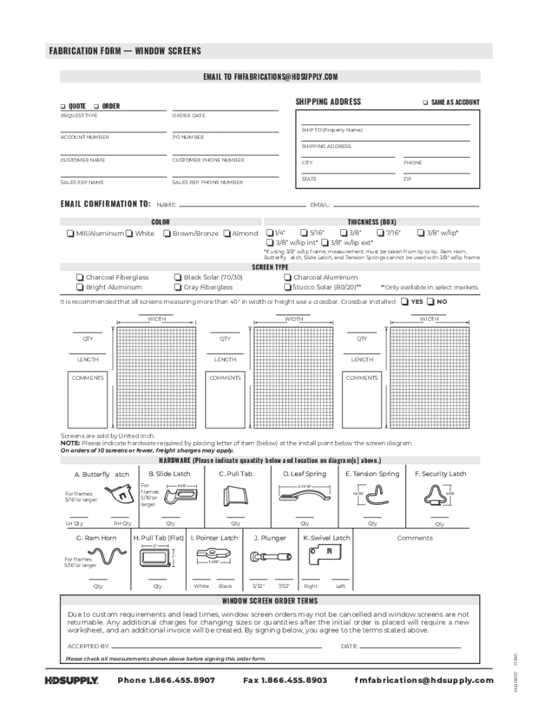Fillable Online Hd Supply Fabrication Forms - Fill Online, Printable ...