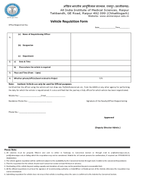 Fillable Online Vehicle Requisition Form - All India Institute of ...