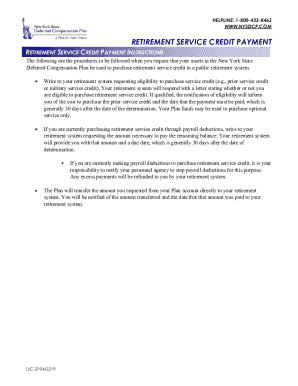 Fillable Online Fillable Online Retirement Service Credit Payment form ...