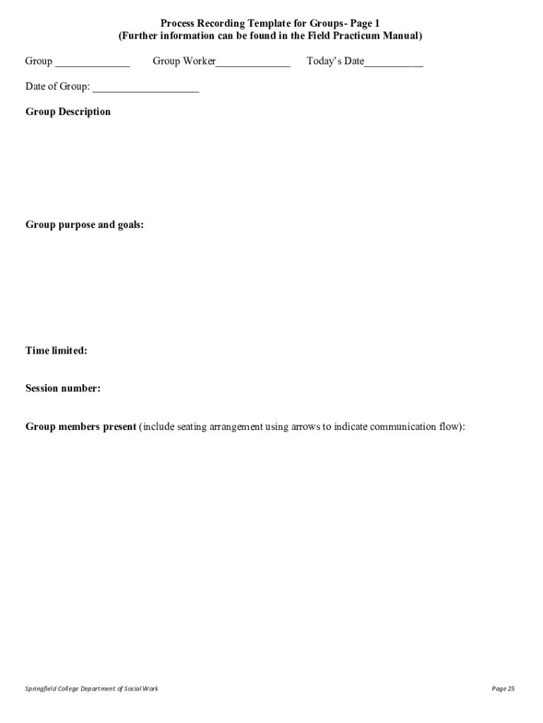 Fillable Online Process Recording Template for Community or ...