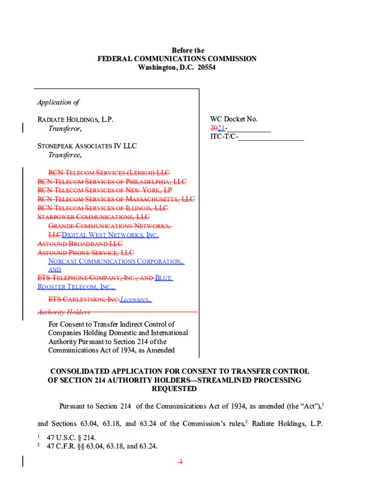 Fillable Online Application Form pdf ITC-T/C-20210401-00066 - fcc ...