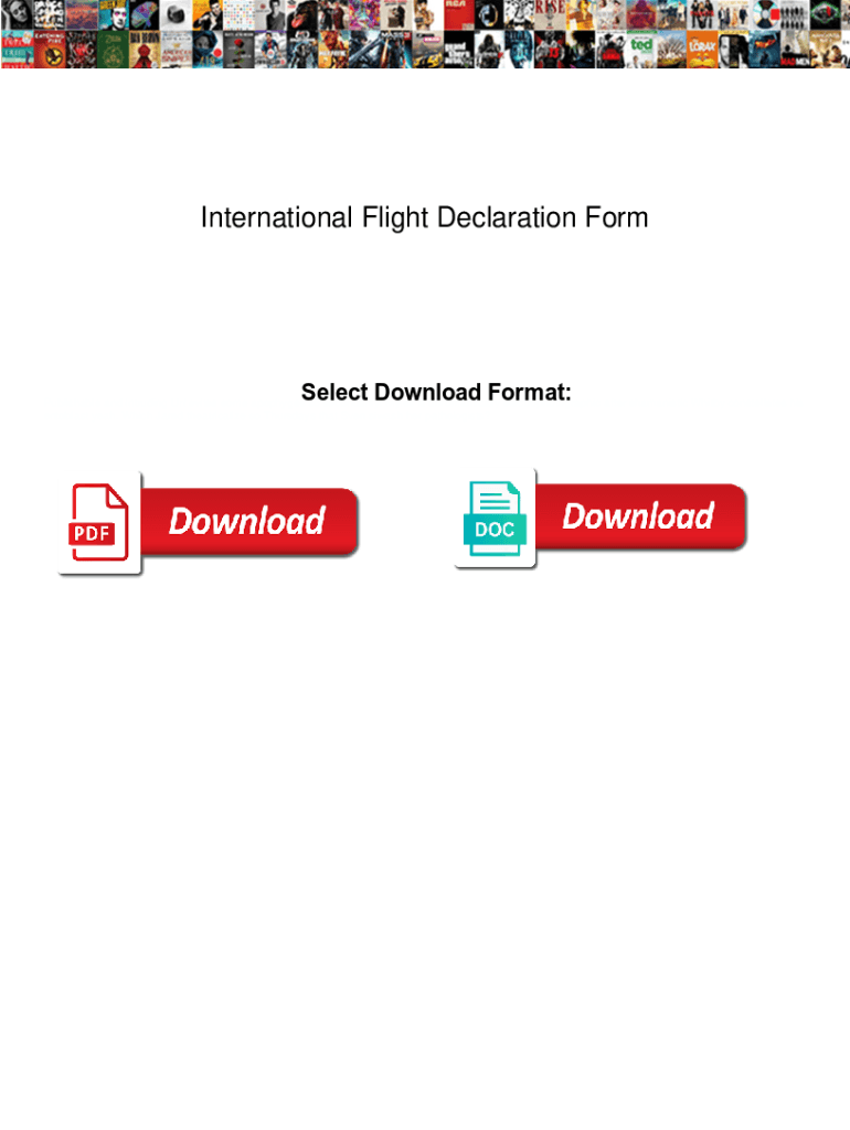 Fillable Online International Flight Declaration Form. International ...