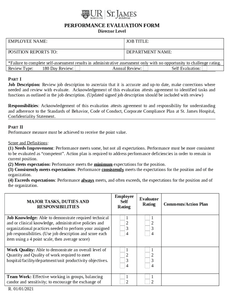 JOB DESCRIPTION AND PERANCE EVALUATION Doc Template | pdfFiller