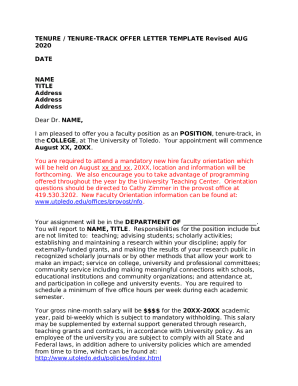 7.5 Sample Tenure System Faculty Offer Letter Doc Template ... Doc ...