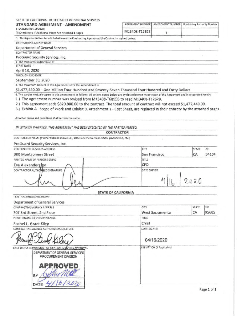 Fillable Online Agreement Number M13408-T12628 - Amendment 1. Armed ...