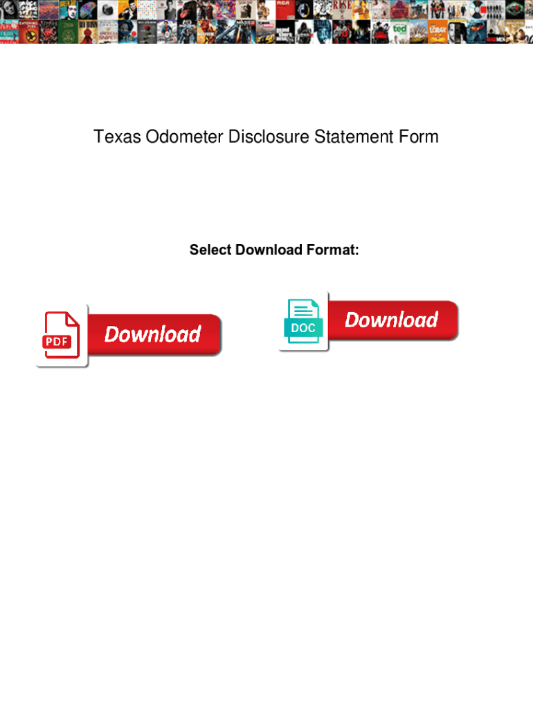 Fillable Online Texas Odometer Disclosure Statement Form. Texas ...