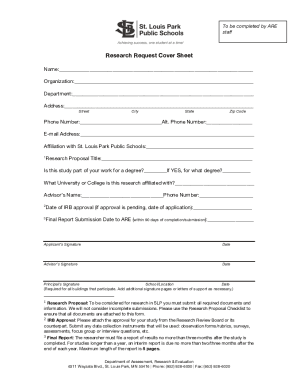 Fillable Online Research Request Cover Sheet Date Submitted: Check ...