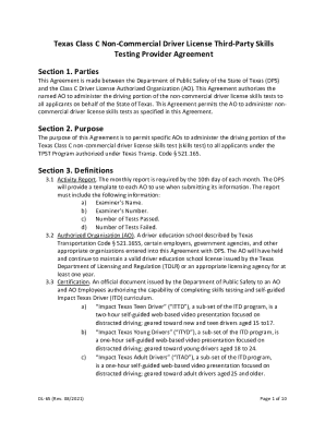 Fillable Online Texas Class C Non-Commercial Driver License Third-Party ...