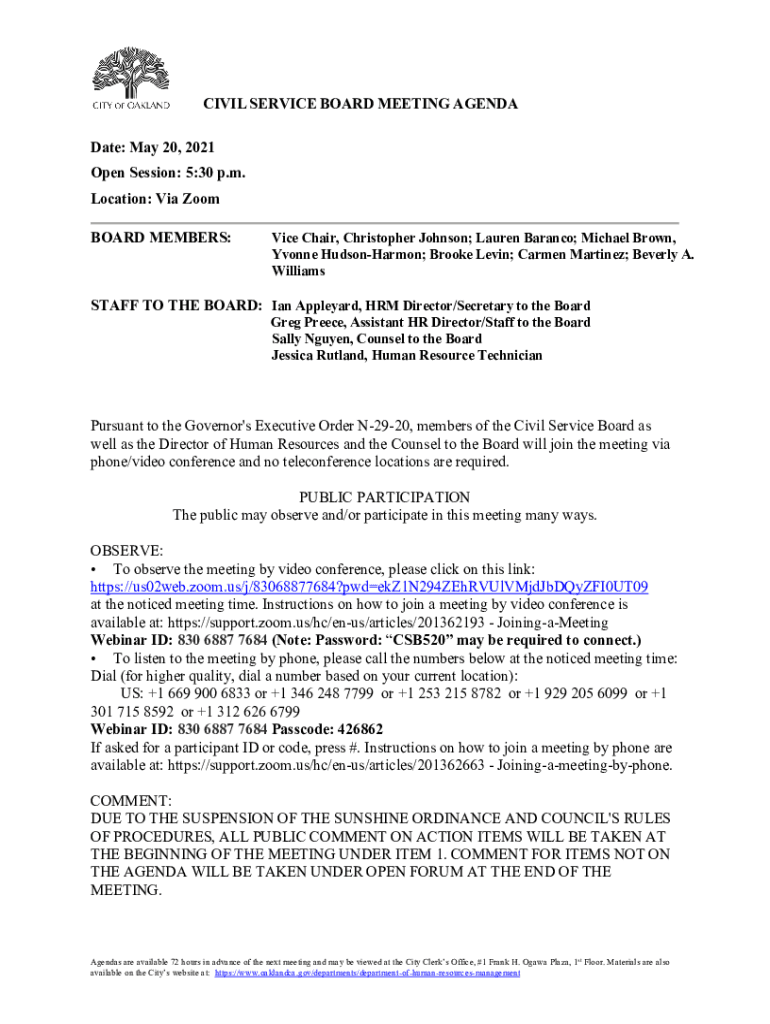 Fillable Online Civil Service Board Updated 07/15/202111:35 a.m. Fax ...