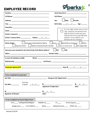 Fillable Online Employee Payroll Packet 2020.pdf - Grand Forks Park ...