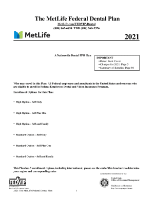 Fillable Online The Metlife Federal Dental Plan. The Metlife Federal ...