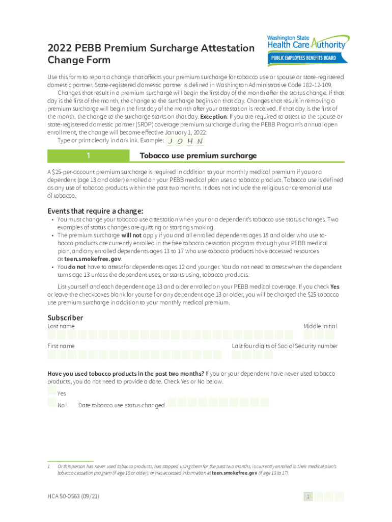 Fillable Online 2022 PEBB Continuation Coverage Election/Change form ...