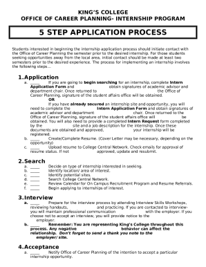 THE INTERNSHIP APPLICATION PROCESS Doc Template | pdfFiller