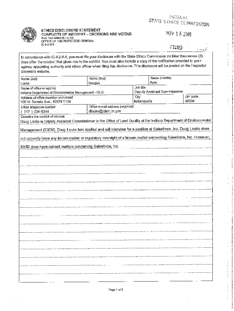 Fillable Online Fillable Online ETHICS DISCLOSURE STATEMENT CONFLICTS ...