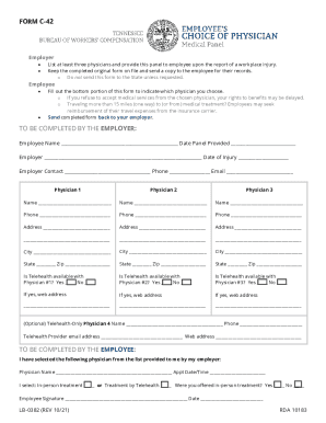 Fillable Online TENNESSEE WORKERS' COMPENSATION CLAIM HANDLING ...