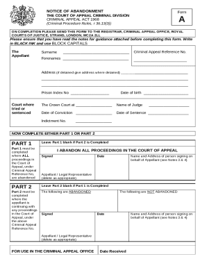 Get the free NOTICE OF APPLICATION FOR BAIL THE COURT ... Doc Template ...