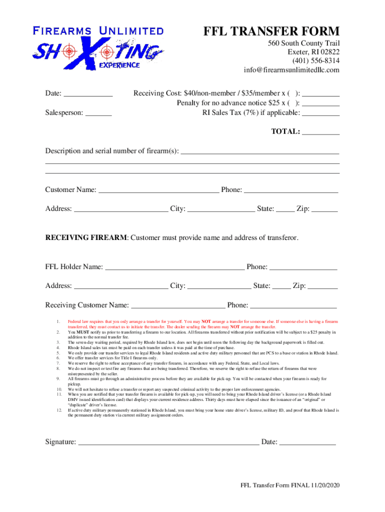 Fillable Online FFL Transfer Form - firearmsunlimitedllc.com Fax Email ...