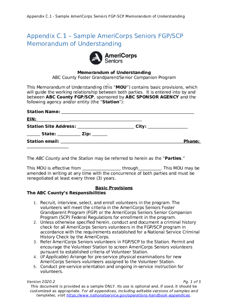 www.pdffiller.com541101420--Appendix-C1-Sample Online Appendix C.1 - Sample AmeriCorps Seniors ...