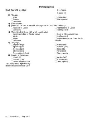 Demographics. CRF Doc Template | pdfFiller