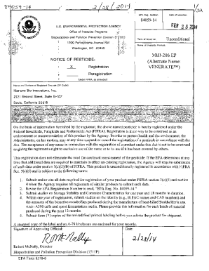 Fillable Online EPA Reg. Number: Date of Issuance: 73049-479 U.S ...