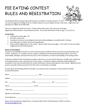 Fillable Online Fillable Online Pie-Eating-Contest-Registration-and ...