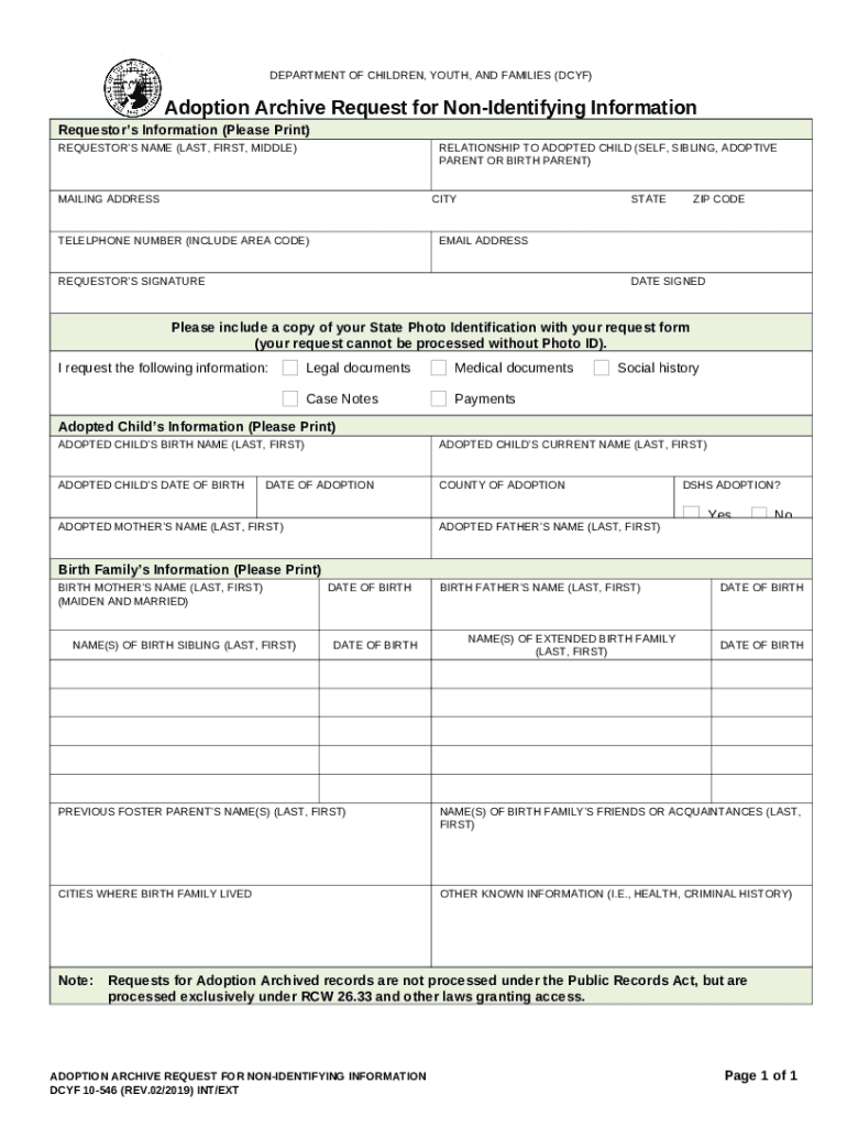 www.templateroller.comtemplate1922583DCYF 10-546 "Adoption Archive ...