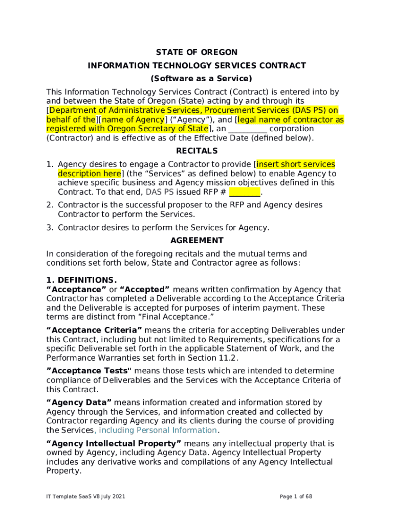 STATE OF OREGON INATION TECHNOLOGY SERVICES AGREEMENT ... Doc Template ...