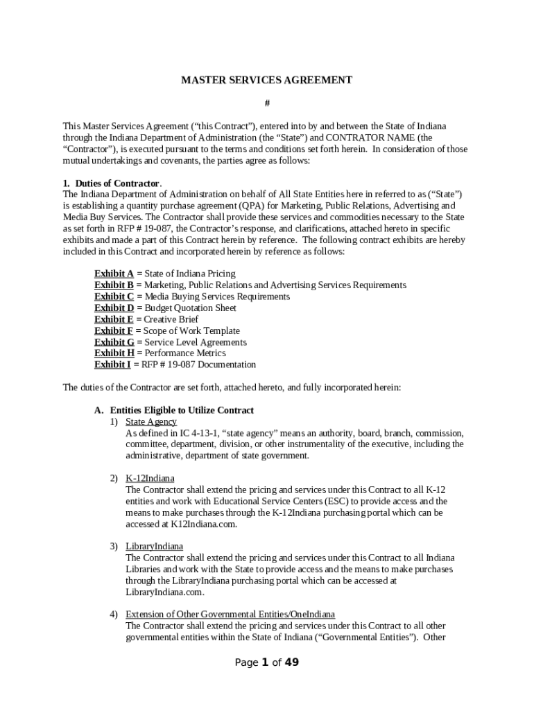 TRINITY UNIVERSITY VENDOR MASTER SERVICES AGREEMENT Doc Template ...
