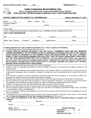 Fillable Online 2021 Golf Cart Form Fax Email Print - pdfFiller