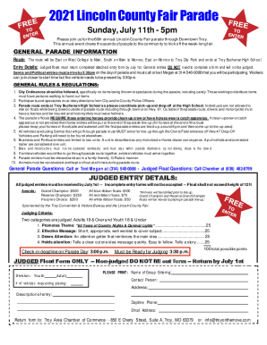 Fillable Online 2020 parade entry form Fax Email Print - pdfFiller
