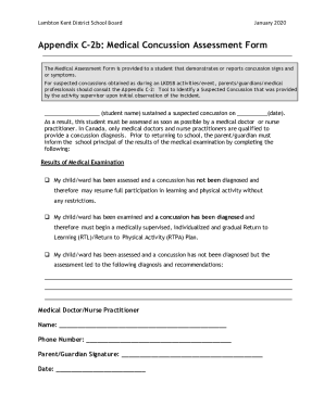 Fillable Online Appendix C-2b: Medical Concussion Assessment Form Fax ...
