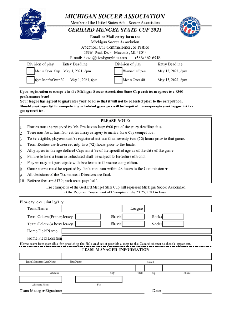 Fillable Online Member of the United States Adult Soccer Association ...